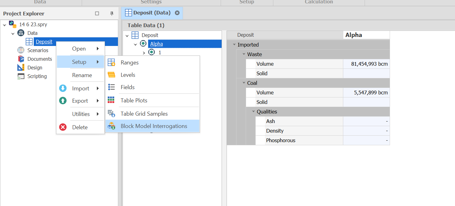 Setting Up Block Model Interrogations Micromine Spry